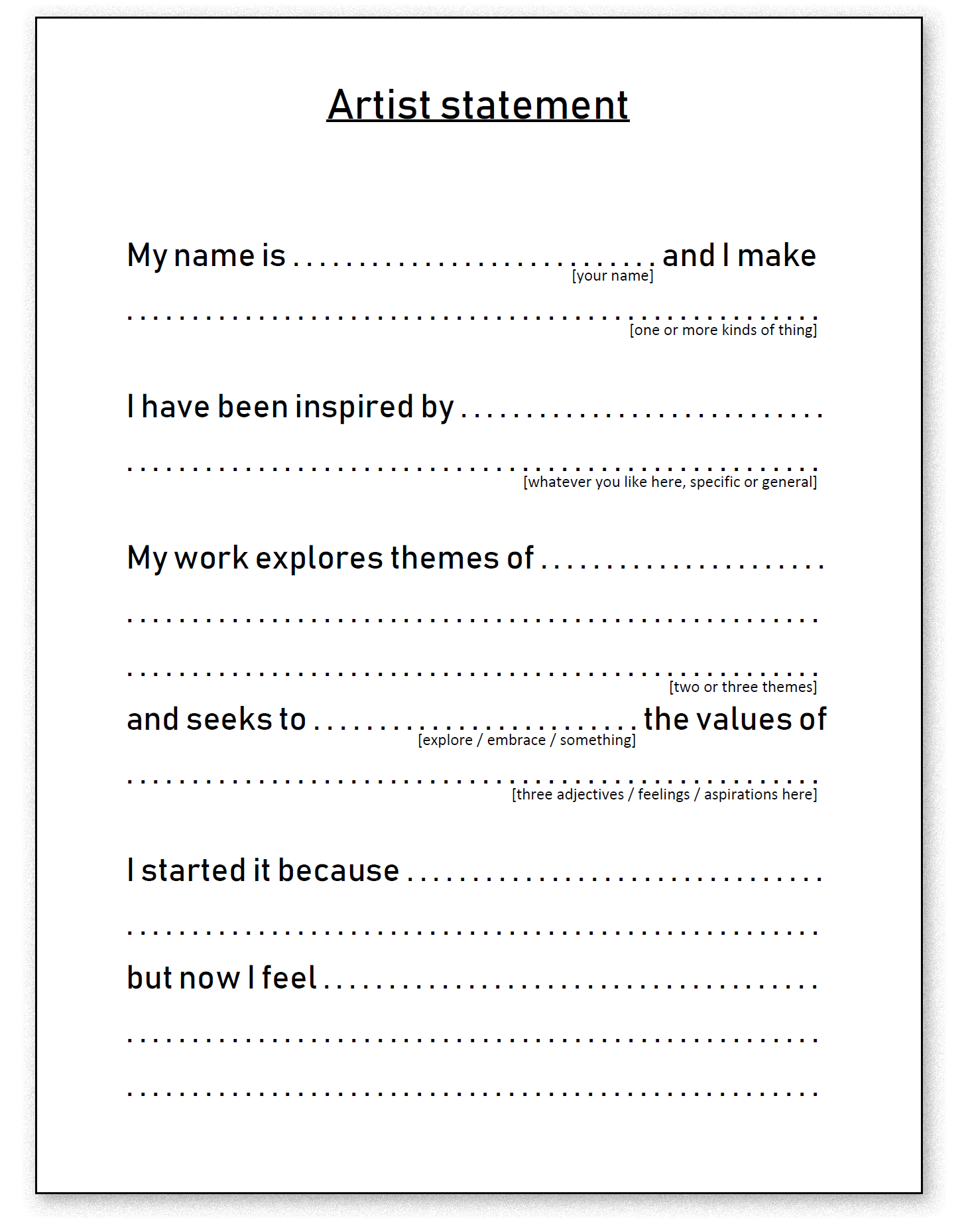 David Gauntlett | Artists’ statement worksheet